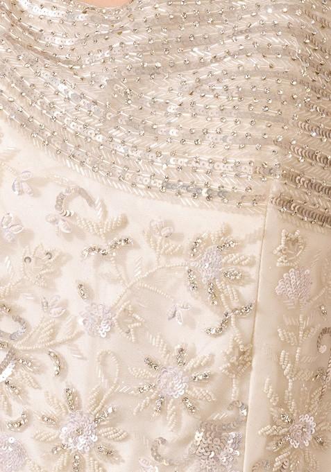 Buy Women Ivory Floral Sequin Embellished Gown With Dupatta - ILK00770 ...