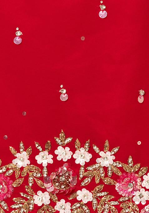 Buy Women Berry Pink Sharara Set With Sequin Hand Embroidered Kurta And ...