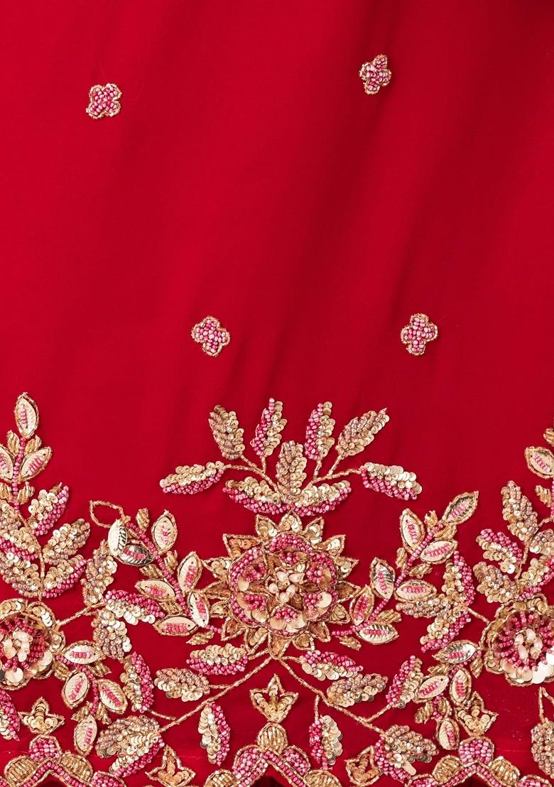 Buy Women Berry Pink Pleated Sharara Set With Sequin Embellished Kurta ...