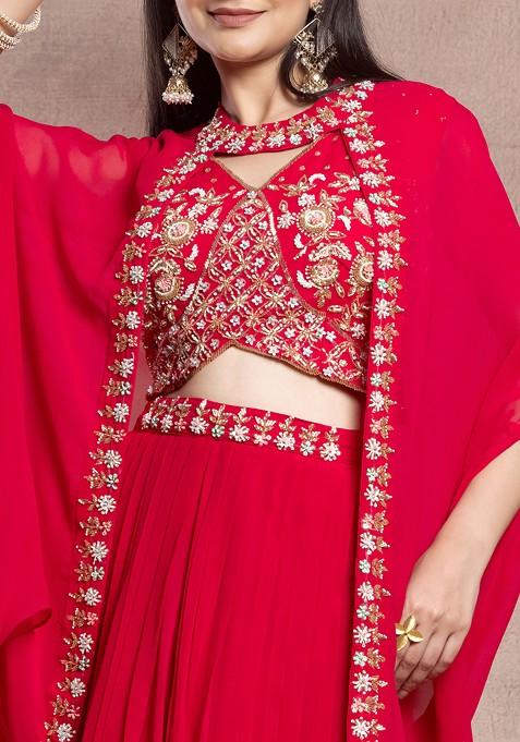 Buy Women Fuchsia Pink Jacket Set With Sequin Bead Hand Embellished ...