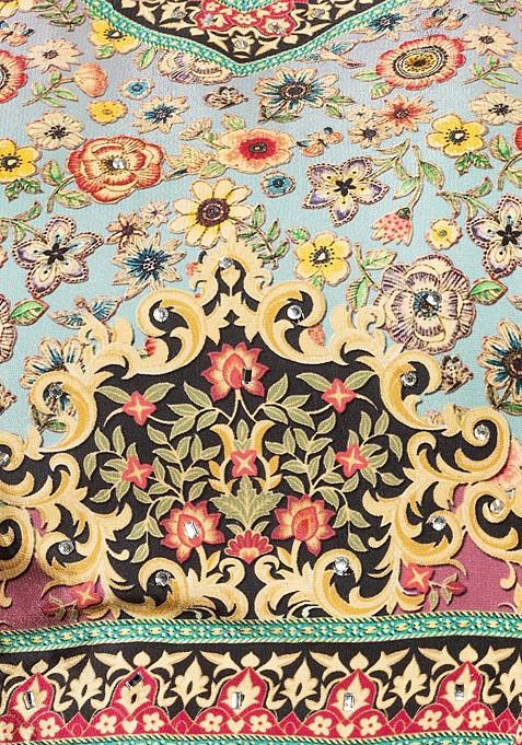 Buy Women Blue Multicolour Printed Sharara Set With Swarovski ...