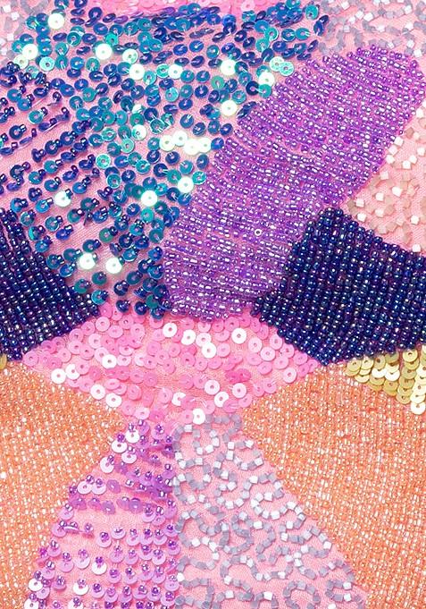 Buy Women Pink Sharara Set With Multicolour Sequin Hand Embellished ...