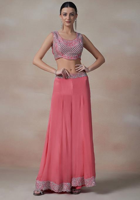 Buy Women Pink Jacket Set With Embroidered Blouse And Jacket - ILK04975 ...