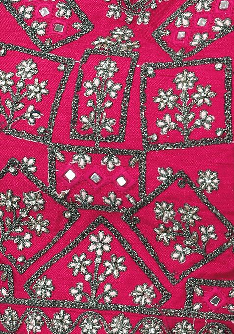 Buy Women Pink Bandhani Print Lehenga Set With Embroidered Blouse And ...