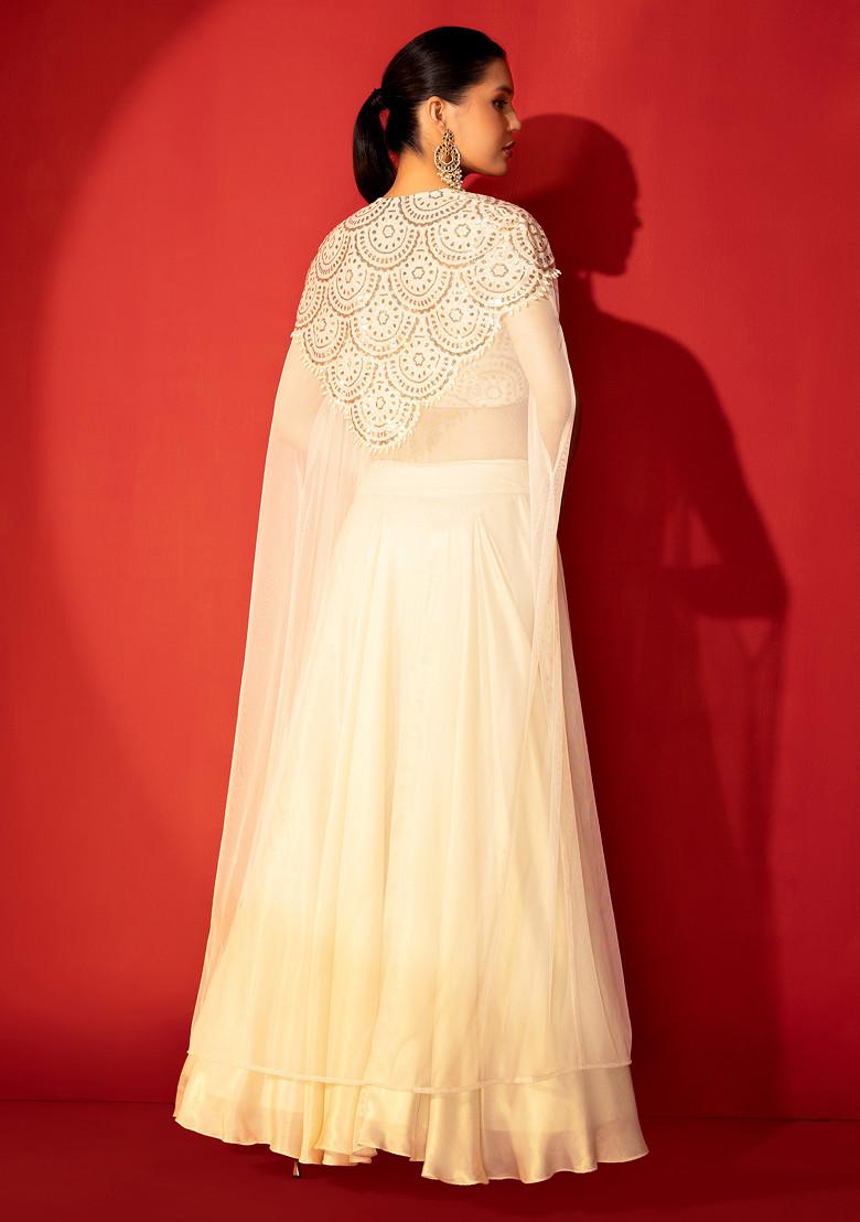 Buy Women Ivory Lehenga Set With Sequin Embroidered Blouse And Jacket