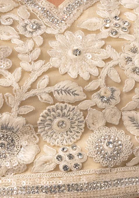 Buy Women Ivory Floral Sequin Embroidered Lehenga Set With Embroidered