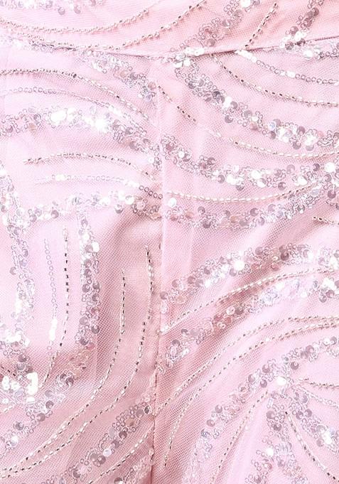 Buy Women Pastel Pink Abstract Sequin Embellished Palazzo Set With ...