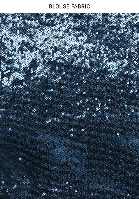 Buy Women Teal Tonal Sequin Embroidered Saree With Sequin Blouse ...