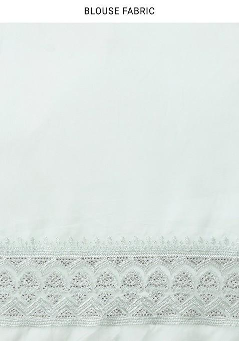 Buy Women Sage Green Geometric Thread And Swarovski Embroidered Saree ...