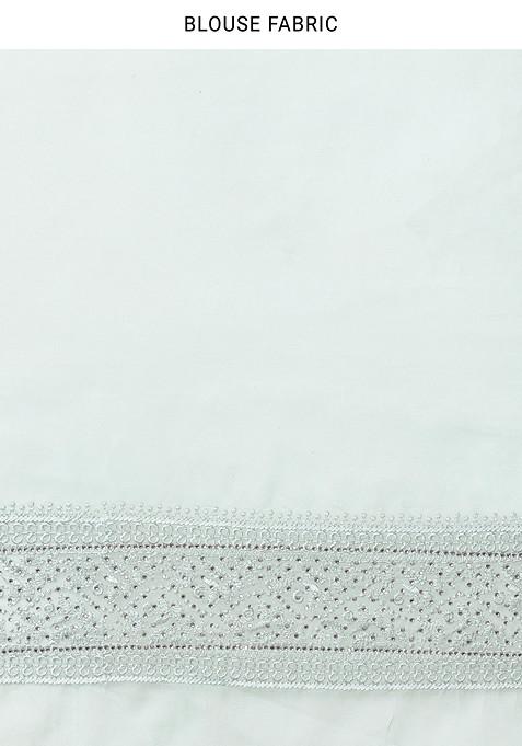 Buy Women Sage Green Tonal Paisley Thread Embroidered Saree With Blouse ...