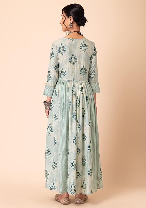 Buy Women Grey Boota Print Maxi Dress - ITN04966 - Dresses - Indya