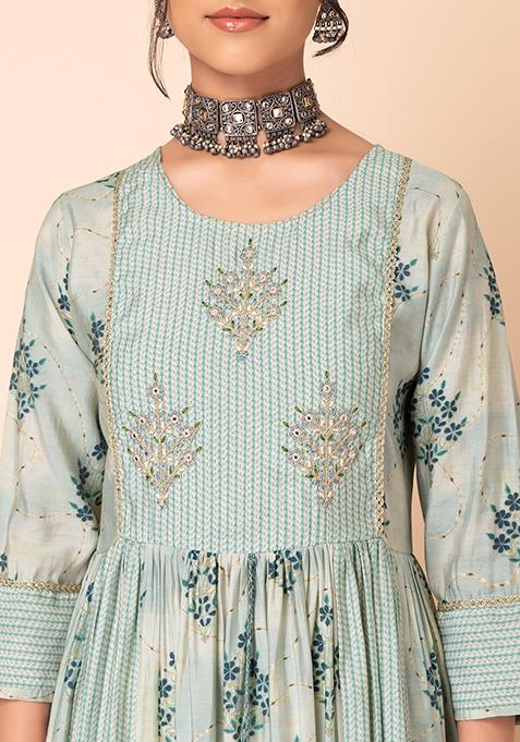 Buy Women Grey Boota Print Maxi Dress - ITN04966 - Dresses - Indya