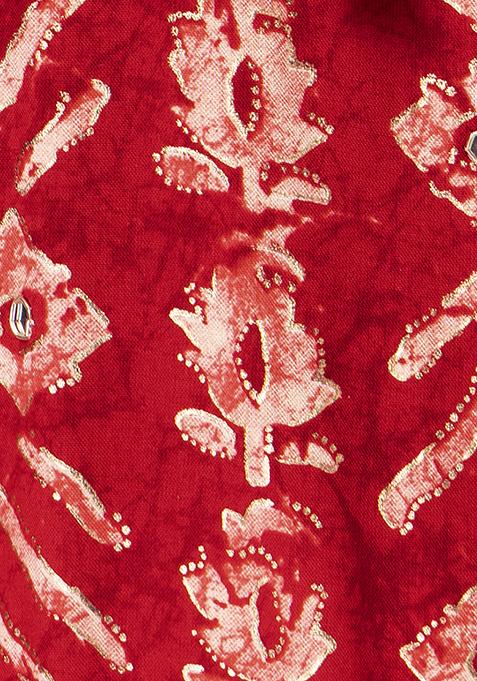 Buy Women Red Batik Print Rayon Kurta - ITN05645 - Kurta - Indya