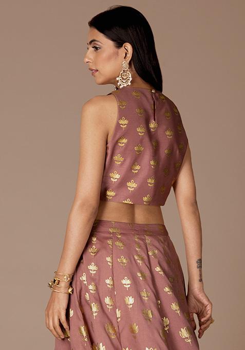 Buy Women Rose Lotus Foil Crop Top - ITP00394 - RTW - Indya