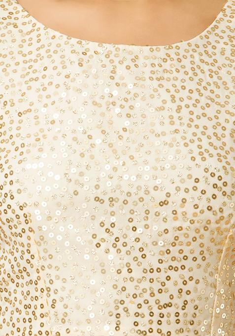 Buy Women Ivory Sequin Shimmer Crop Top - ITP00672 - RTW - Indya