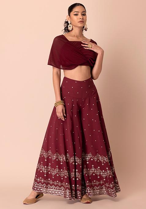 Buy Women Maroon Drop Shoulder Blouse - ITP01162 - Tops And Blouses - Indya