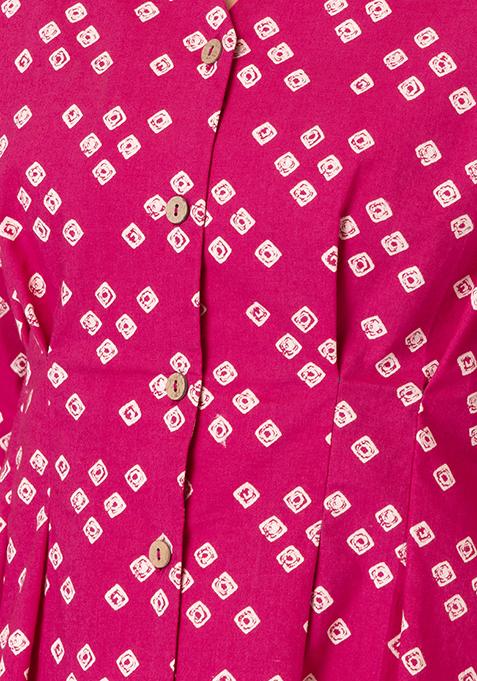 Buy Women Pink Bandhani Print Cotton Shirt - ITP01293 - RTW - Indya