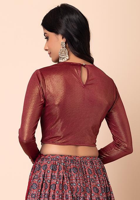 Buy Women Maroon Full Sleeve Blouse - ITP01338 - Tops And Blouses - Indya