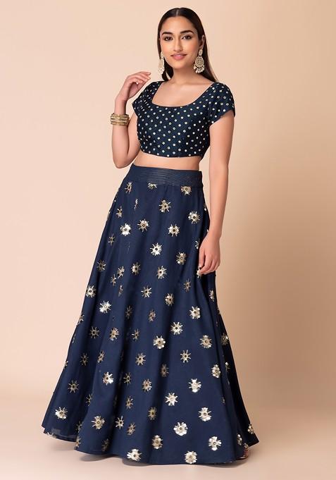 Buy Women Navy Blue Polka Dot Sequin Embroidered Blouse - ITP01440 ...