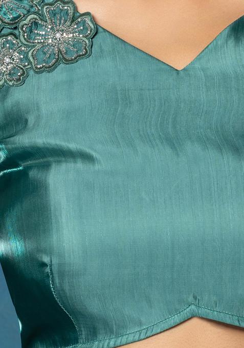 Buy Women Green Floral Embellished Shimmer Blouse - ITP01549 - Blouses ...