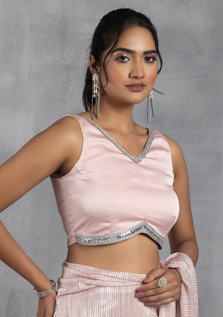 Buy Women Peach Embellished Shimmer Satin Blouse - ITP01558 - Blouses ...