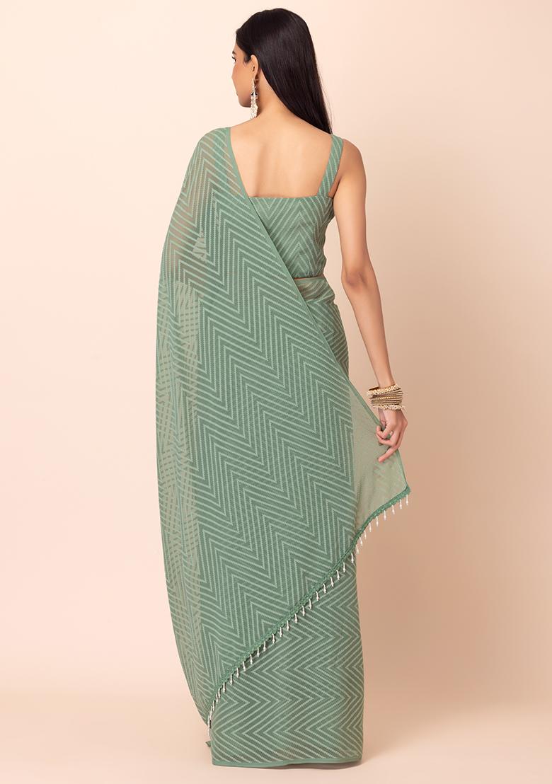 Buy Women Light Green Saree With Unstitched Blouse - IUS00037 - Saree ...