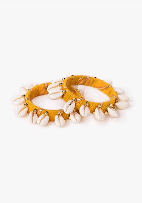 Buy Women Yellow Shell Embellished Bangles (Set Of 2) - IWE00009 ...