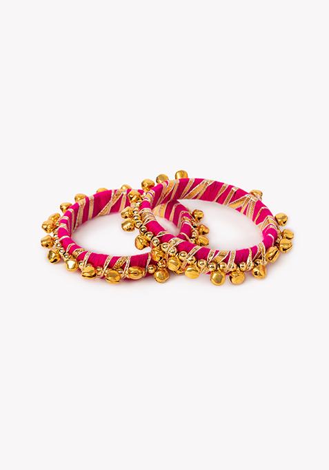 Buy Women Pink Ghungroo Embellished Bangles (Set Of 2) - IWE00014 ...