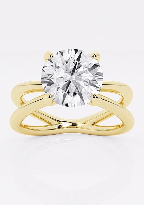 Buy Women 3 Ctw Round Lab Grown Diamond Crossover Solitaire Engagement ...