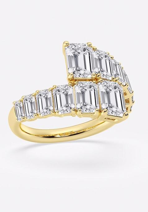 Buy Women 4 Ctw Emerald Lab Grown Diamond Graduated Bypass Fashion Ring ...
