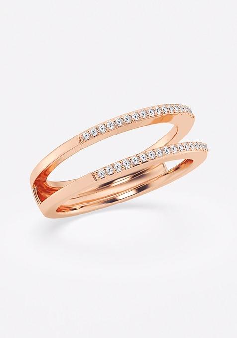 Buy Women 1/2 Ctw Round Lab Grown Diamond Double Row Ring Enhancer - LBR06703 - Enhancers - Indya