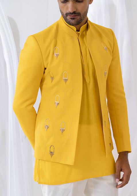 Buy Yellow Cut Pipe Embellished Jodhpuri Set For Men - MBS00109 - Runit ...