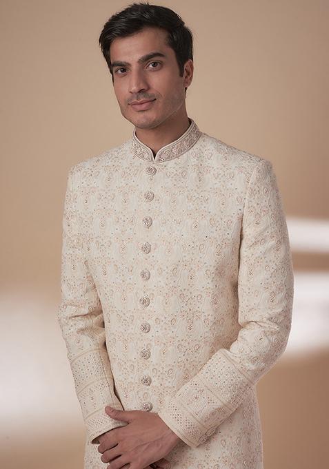 Buy White Jodhpuri Kurta Set For Men - MBS00265 - Nero By Shifali And ...