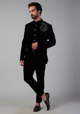 Buy Black Thread Work Jodhpuri Set For Men - Nero By Shifali And Satya ...