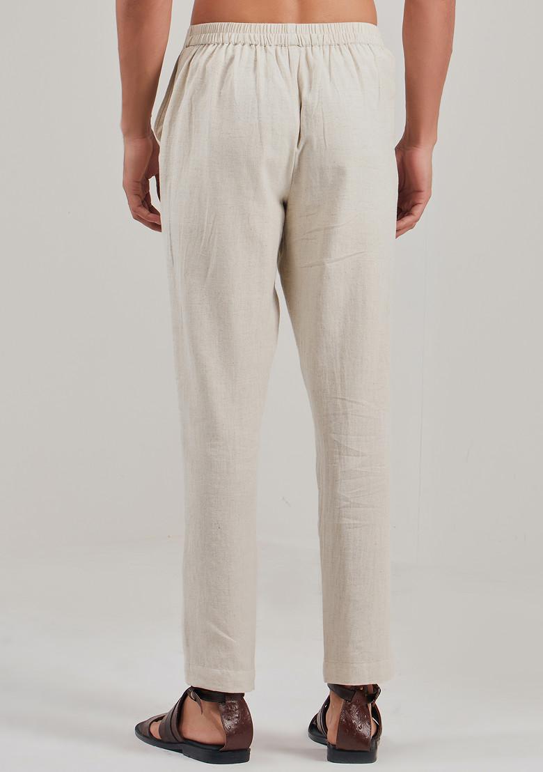 Buy White Straight Linen Pants For Men - SHREYANSH DESIGNS - Indya