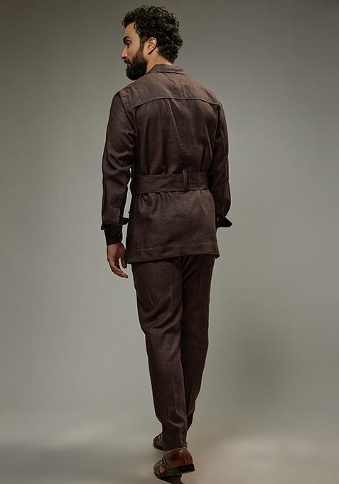 Buy Brown Linen Co-Ord Set For Men - MCS00006 - Fits for brothers - Indya