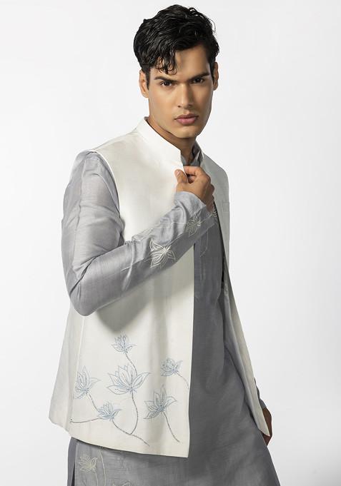 Buy Cool Grey Lotus Bundi Jacket For Men - MJC00124 - KAKA Calcutta - Indya