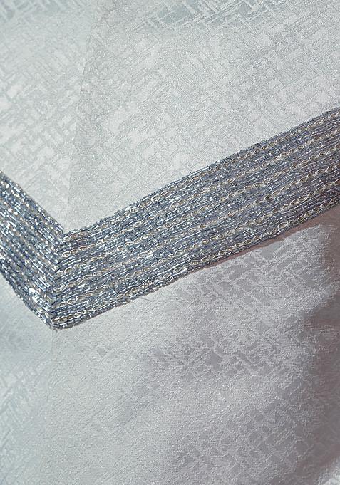 Buy Pale Blue Rang Mahal Embroidered Linen Satin Jacket And Kurta Set ...