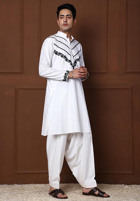 Buy White Pathani Set For Men - MKS00388 - Menero - Indya