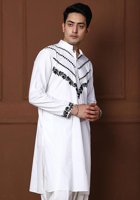 Buy White Pathani Set For Men - MKS00388 - Menero - Indya