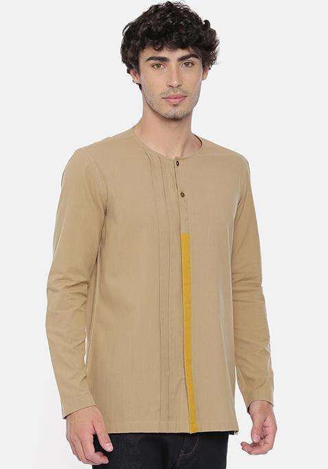 Buy Khaki And Mustard Short Kurta For Men - MKT00046 - Fits for ...