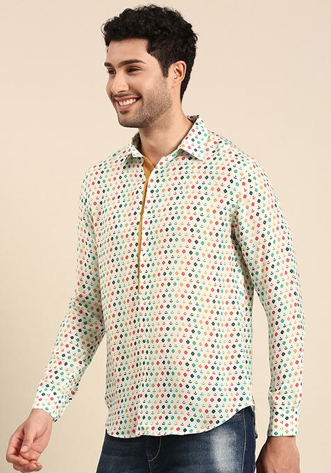 Buy Light Blue Printed Muslin Shirt For Men - MSH00055 - Summer Edit ...