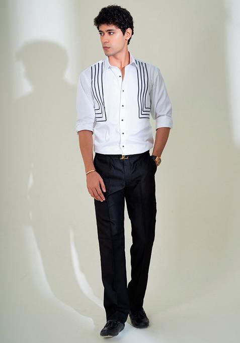 Buy White Pintex Shirt For Men - MSH00129 - Menero - Indya