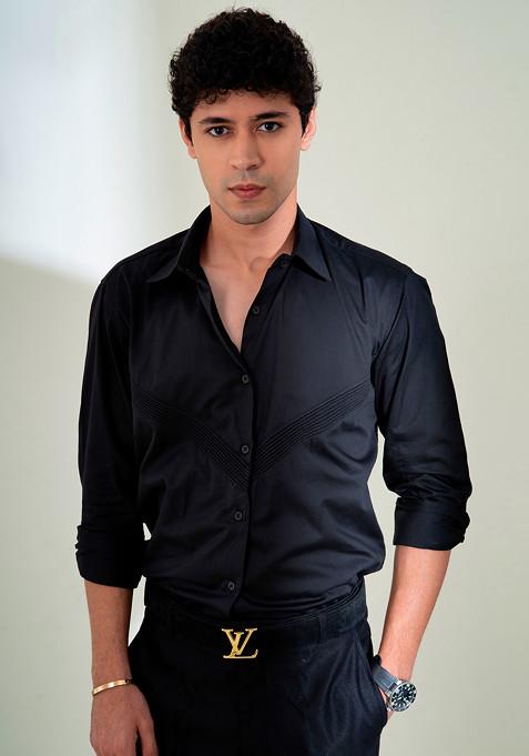 Buy Black Classic Dori Pintex Shirt For Men - MSH00132 - Menero - Indya
