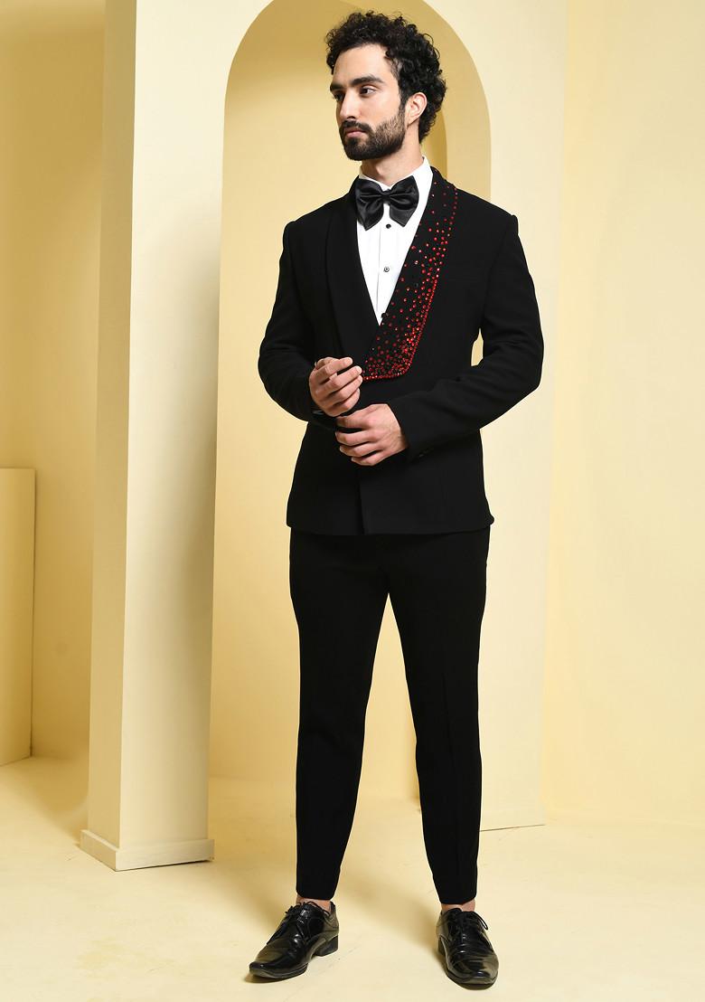 Buy Black Sequin Tuxedo Set For Men - MST00066 - Kustom Eyes - Indya