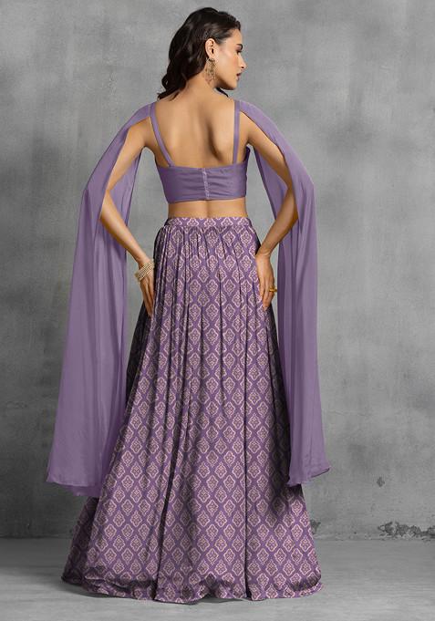 Buy Women Light Purple Lehenga Set With Floral Sequin Hand Embroidered ...