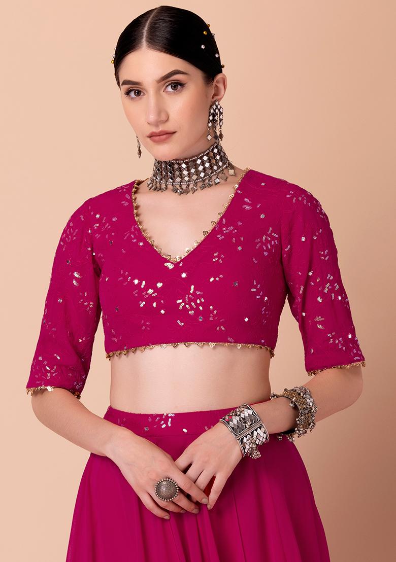 Buy Women Ruby Pink Floral Embroidered Blouse - RMT00011 - Luxury ...