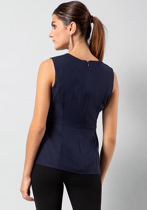 Buy Women Navy Embellished Peplum Top Trends Online India Faballey