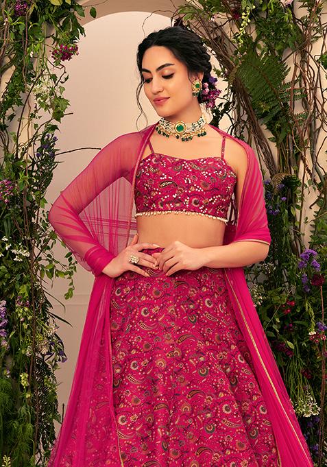 Buy Women Hot Pink Mesh Dupatta - AW'23 Collection - Indya