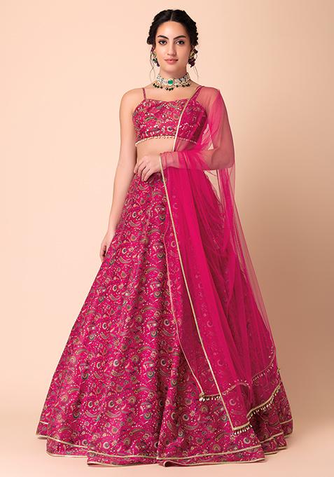 Buy Women Hot Pink Mesh Dupatta - AW'23 Collection - Indya